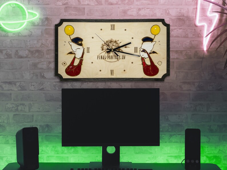 FFXIV Moogle Clock Mail Delivery Moogle FF14 Wall Art | Etsy