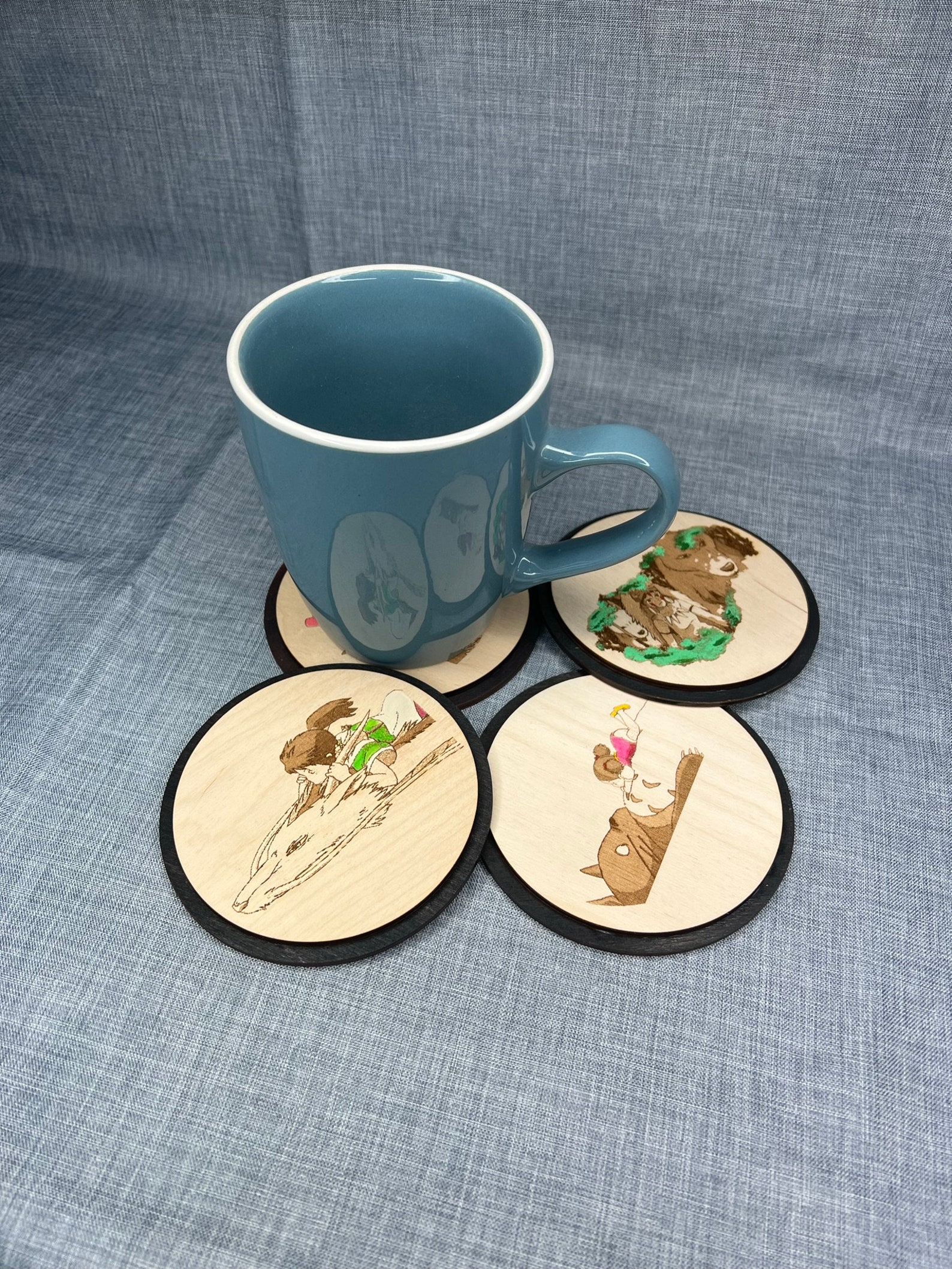 Studio Ghibli Coasters Set of Four Nausicaa Kiki Totoro - Etsy