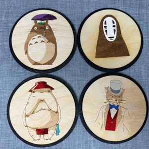 Studio Ghibli Coasters Set of Four Nausicaa, Kiki, Totoro, Arrietty and ...