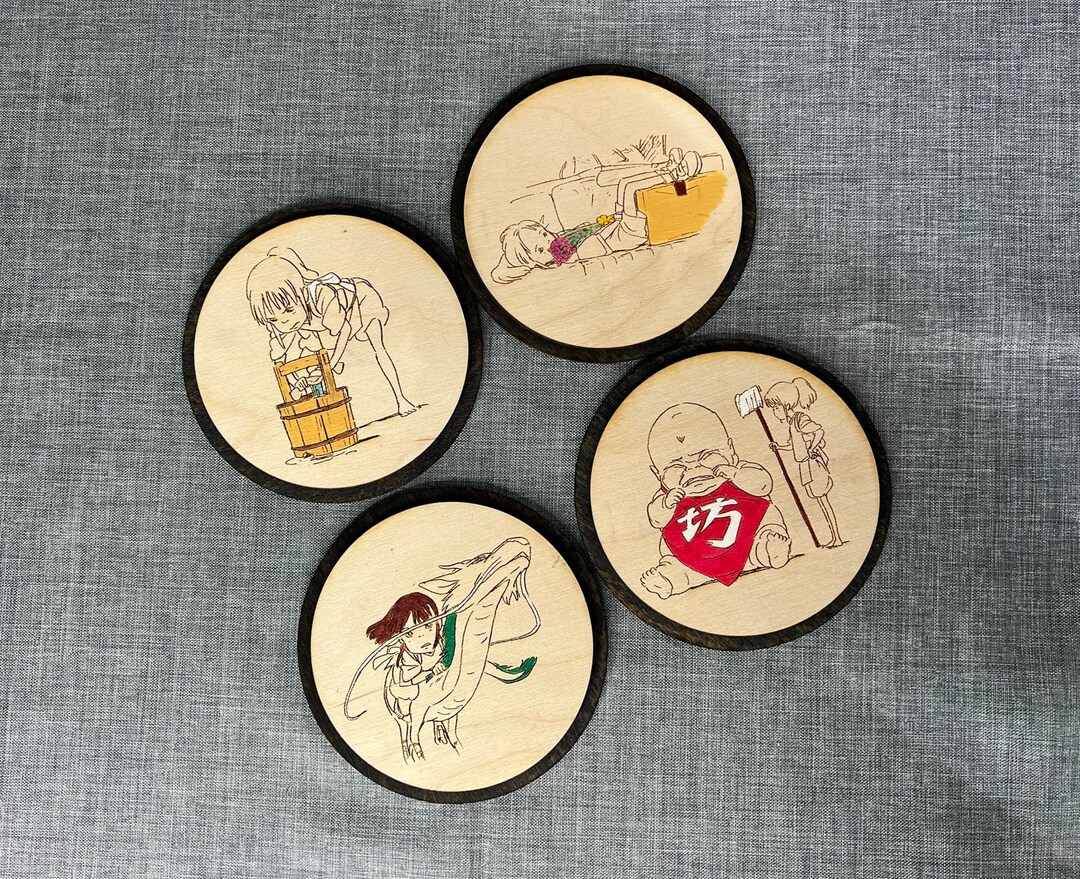 Spirited Away Coasters Set of Four engravedpainted Gift for Studio ...