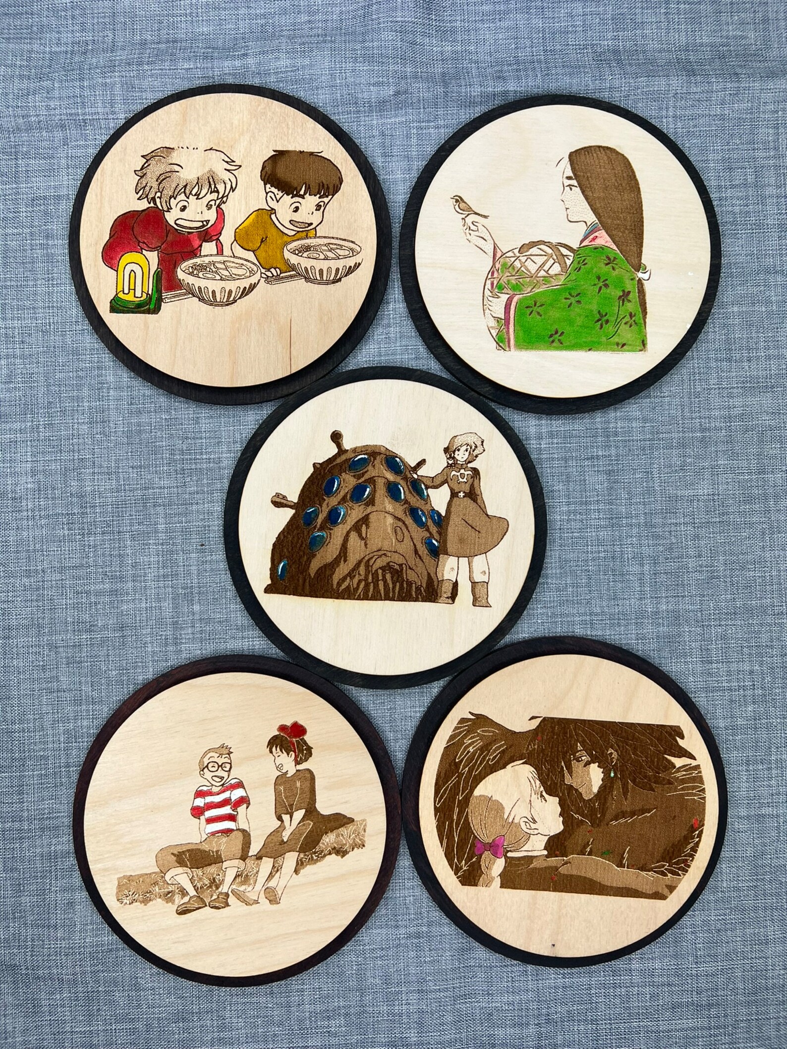 Studio Ghibli Coasters Set of Four Nausicaa Kiki Totoro - Etsy