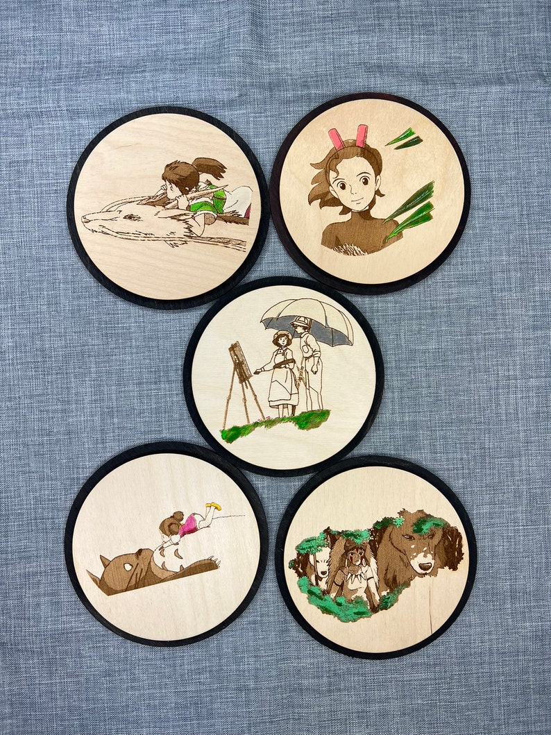 Studio Ghibli Coasters Set of Four Nausicaa Kiki Totoro - Etsy