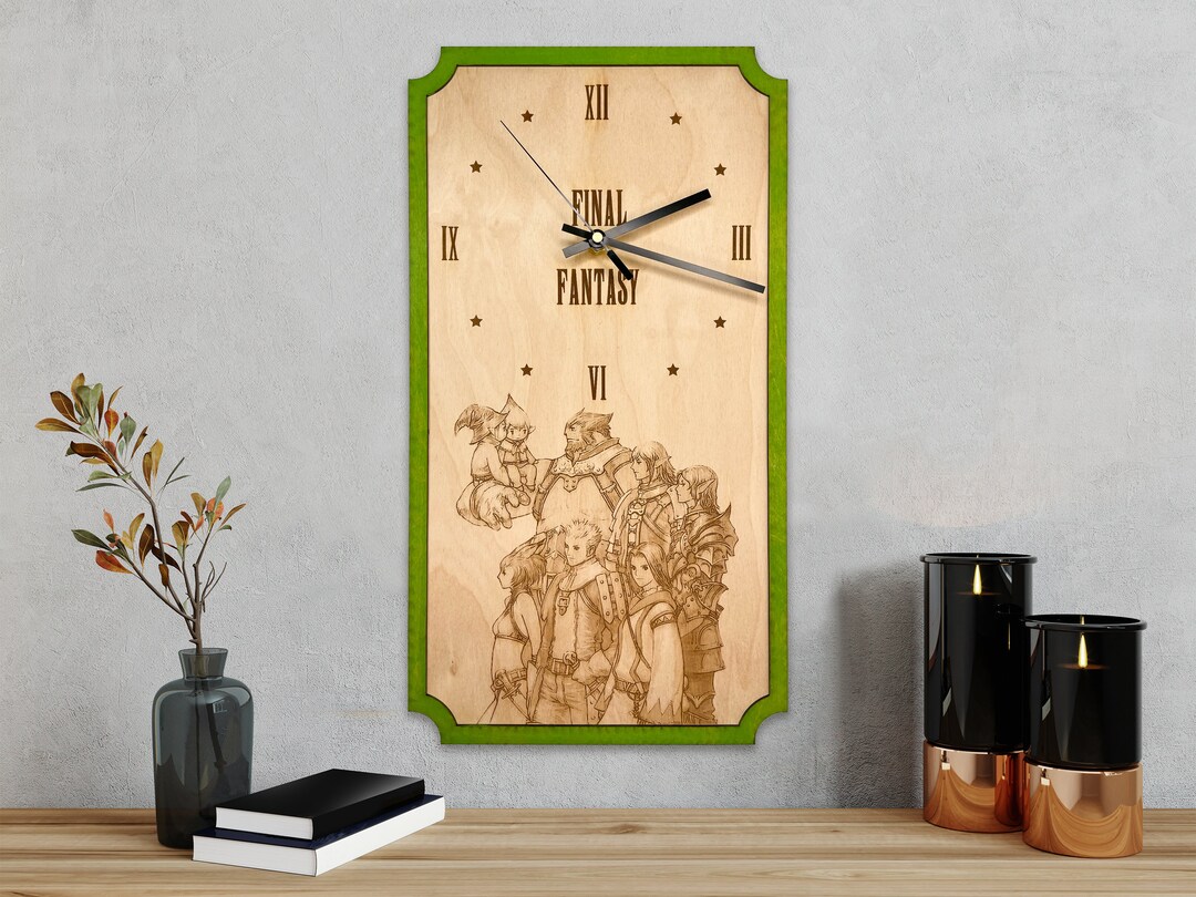 Final Fantasy XI Clock Engraved Wood Wall Art, Fantasy-inspired Decor ...