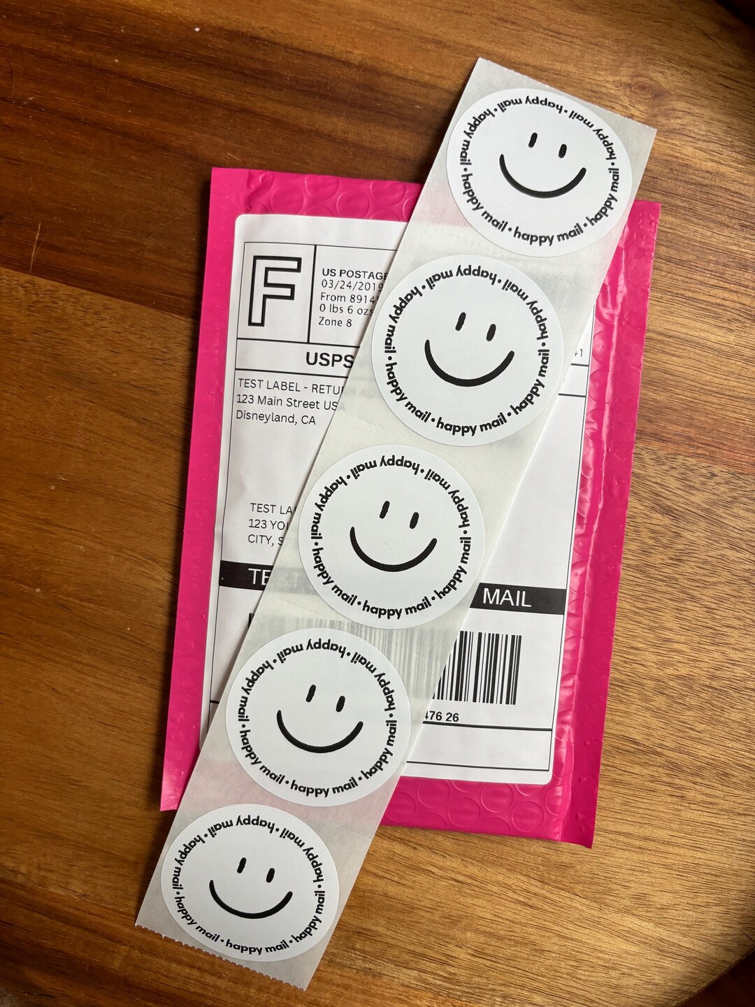Happy Mail, Smile, Smiley | Round Circle Thermal Sticker Labels for ...