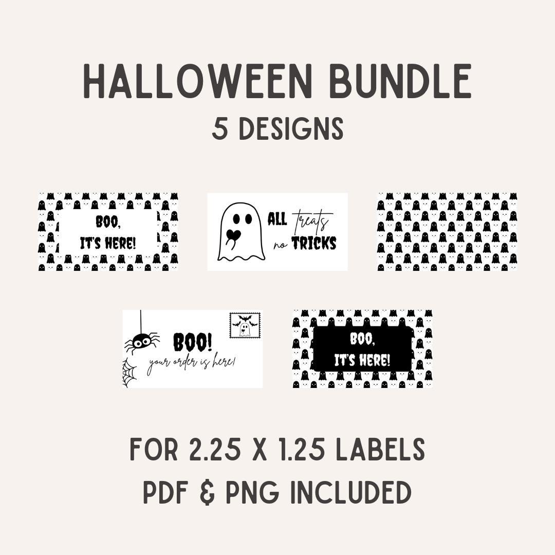 Halloween Bundle - 5 Rectangle Digital Thermal Label Stickers | for ...