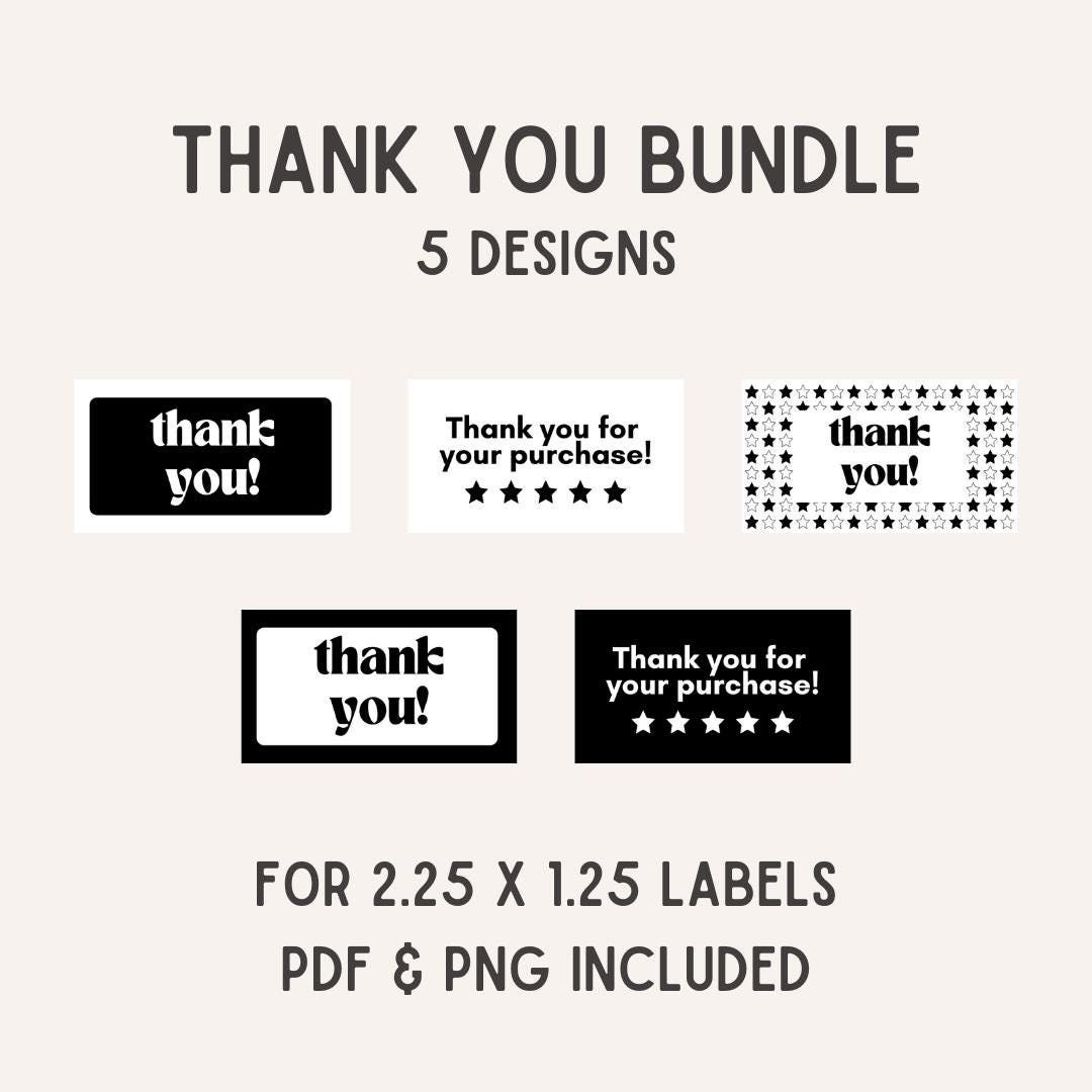 Thank You Bundle - 5 Rectangle Digital Thermal Labels | for Small ...