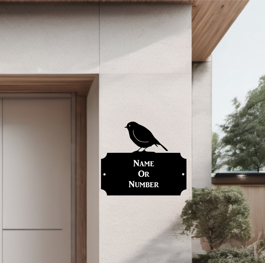 Robin Metal Rectangular Cutaway House Plaque- Address Wall House Number ...