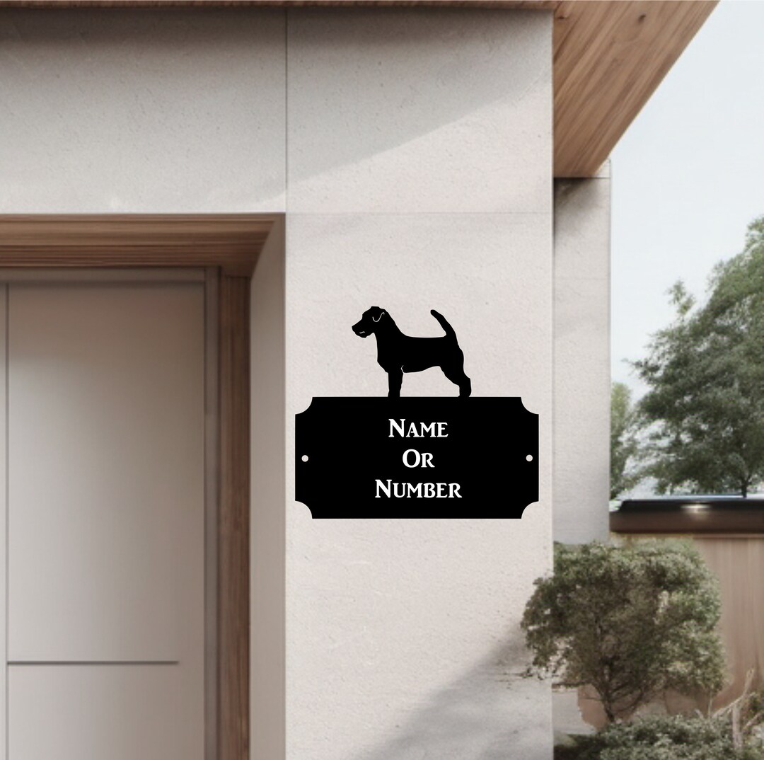 Jack Russell Metal Rectangular Cutaway House Plaque- Address Wall House ...