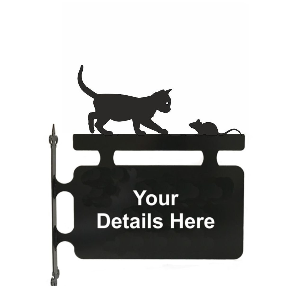 Cat and Mouse Hanging Sign Outdoor Black Metal House Sign - Etsy