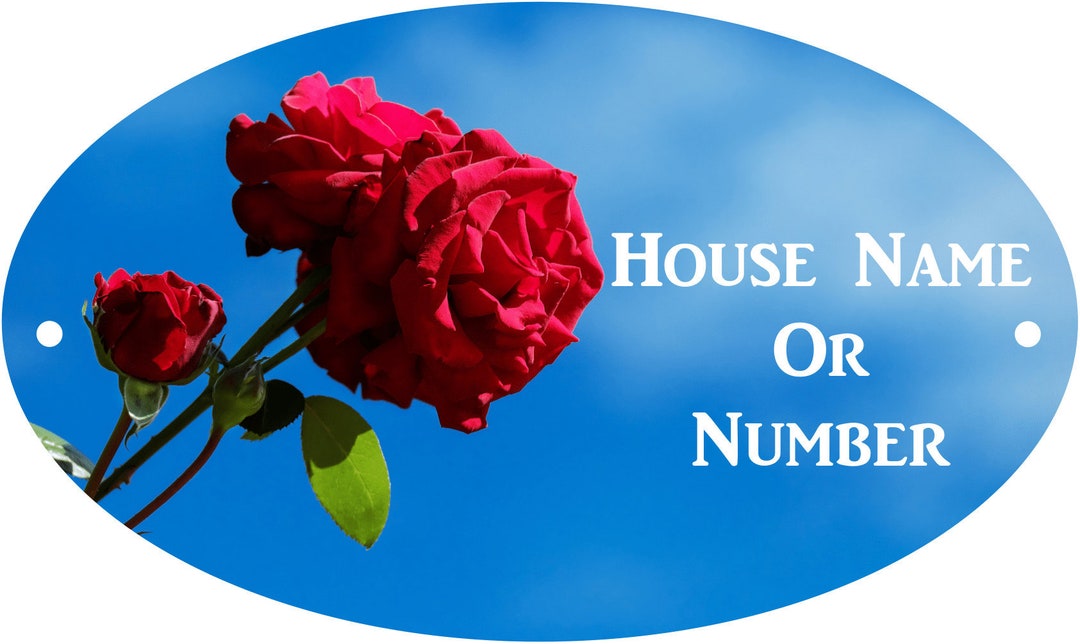 Red Rose House Sign Outdoor Metal Printed Coloured House Plaque UV ...