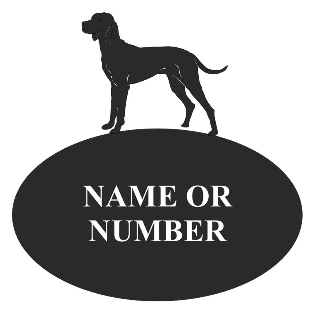 Hungarian Visla Oval House Plaque - Personalised Black Metal House Sign ...