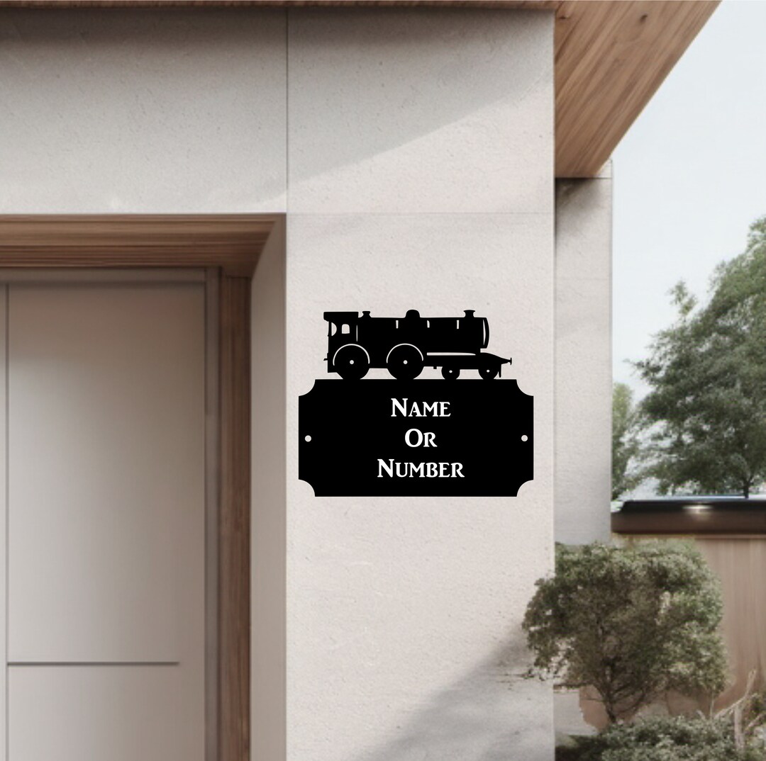 Steam Train Metal Rectangular Cutaway House Plaque- Address Wall House ...