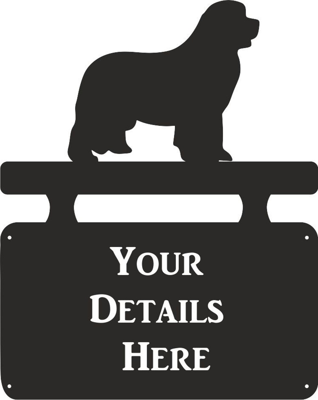 Newfoundland House Name Feature Plaque - Outdoor Hanging Metal Black ...