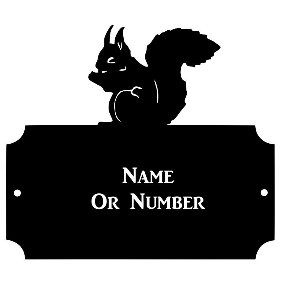 Squirrel Rectangular Cutaway House Plaque Address Wall House Number ...