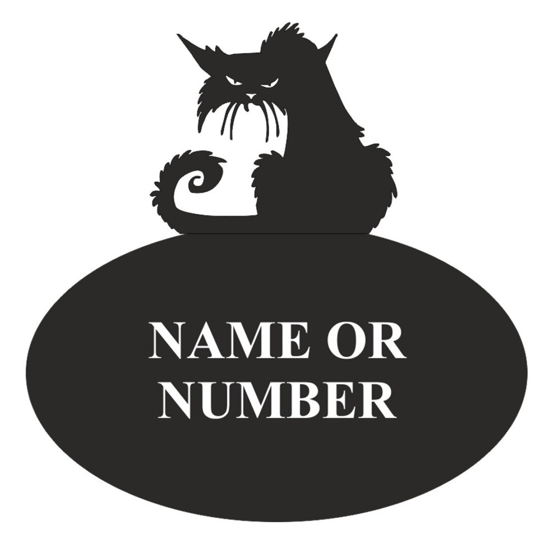 Grumpy Cat 2 Line Wall Address Plaque/sign Bespoke Modern Contemporary ...