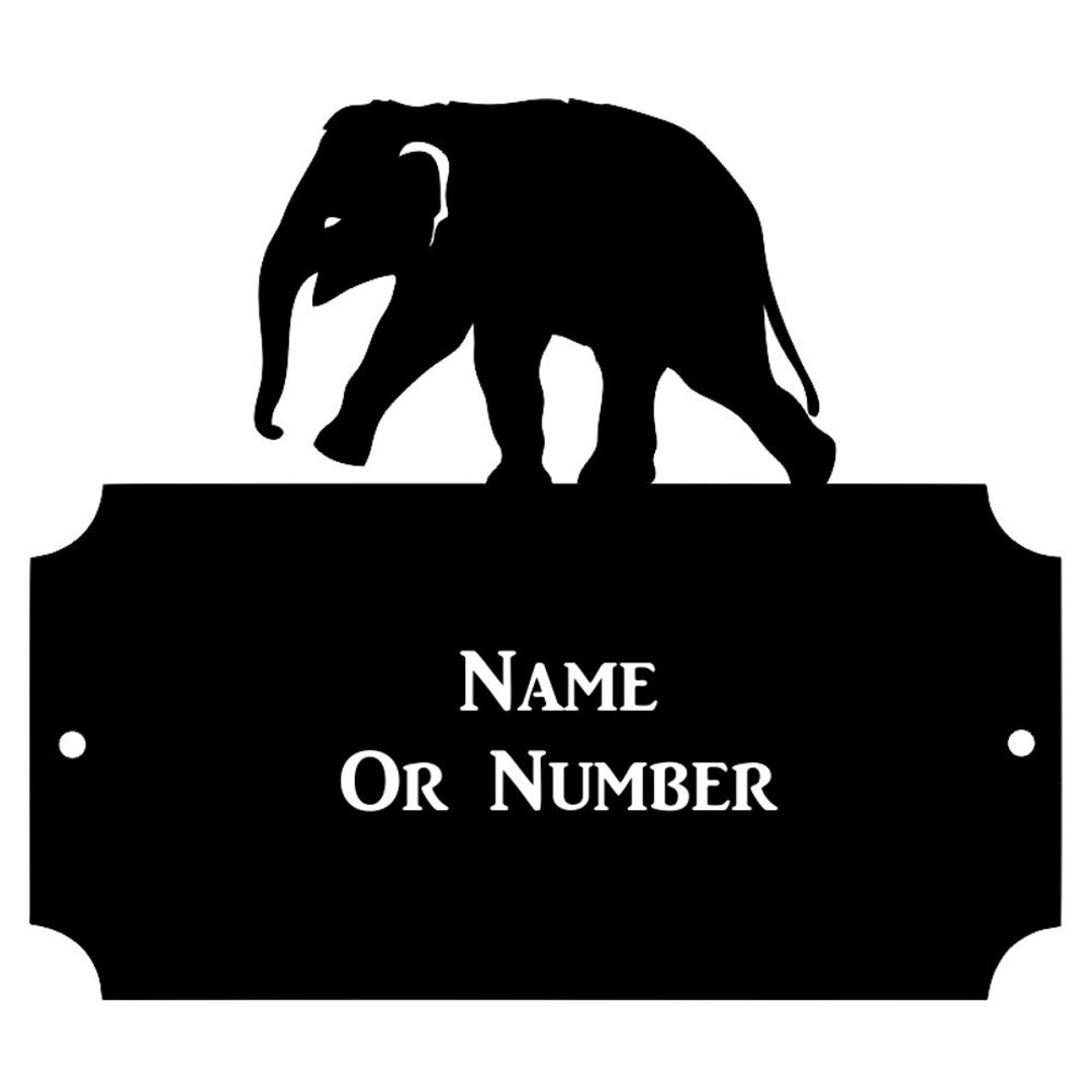 Elephant Metal Rectangular Cutaway House Plaque- Address Wall House ...