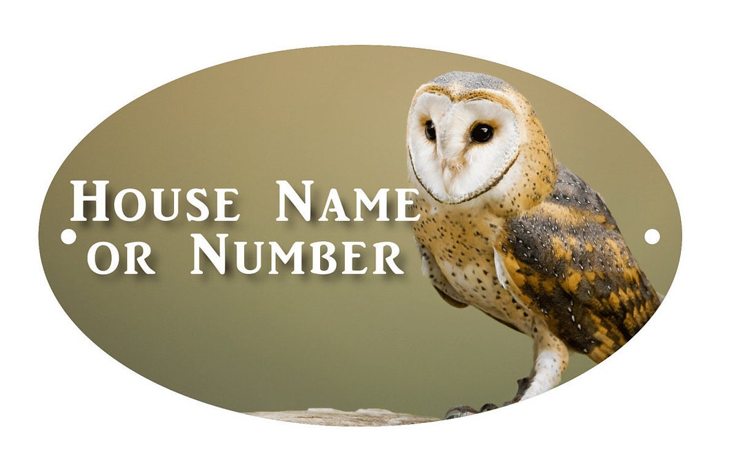 British Birds Barn Owl House Sign Outdoor Metal Printed Coloured House ...