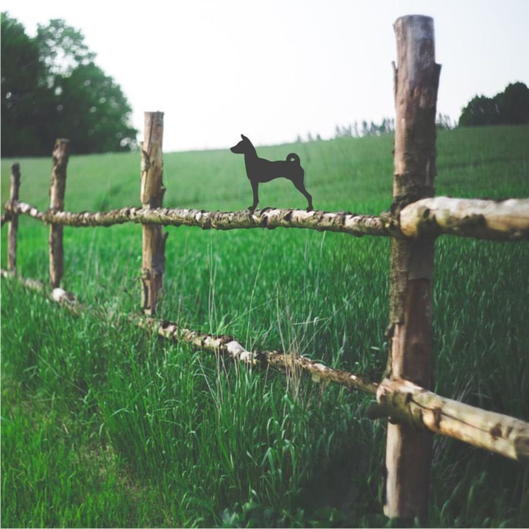 Basenji Dog Fence Topper, Metal Garden Art Gift for Dog Lover, Steel ...