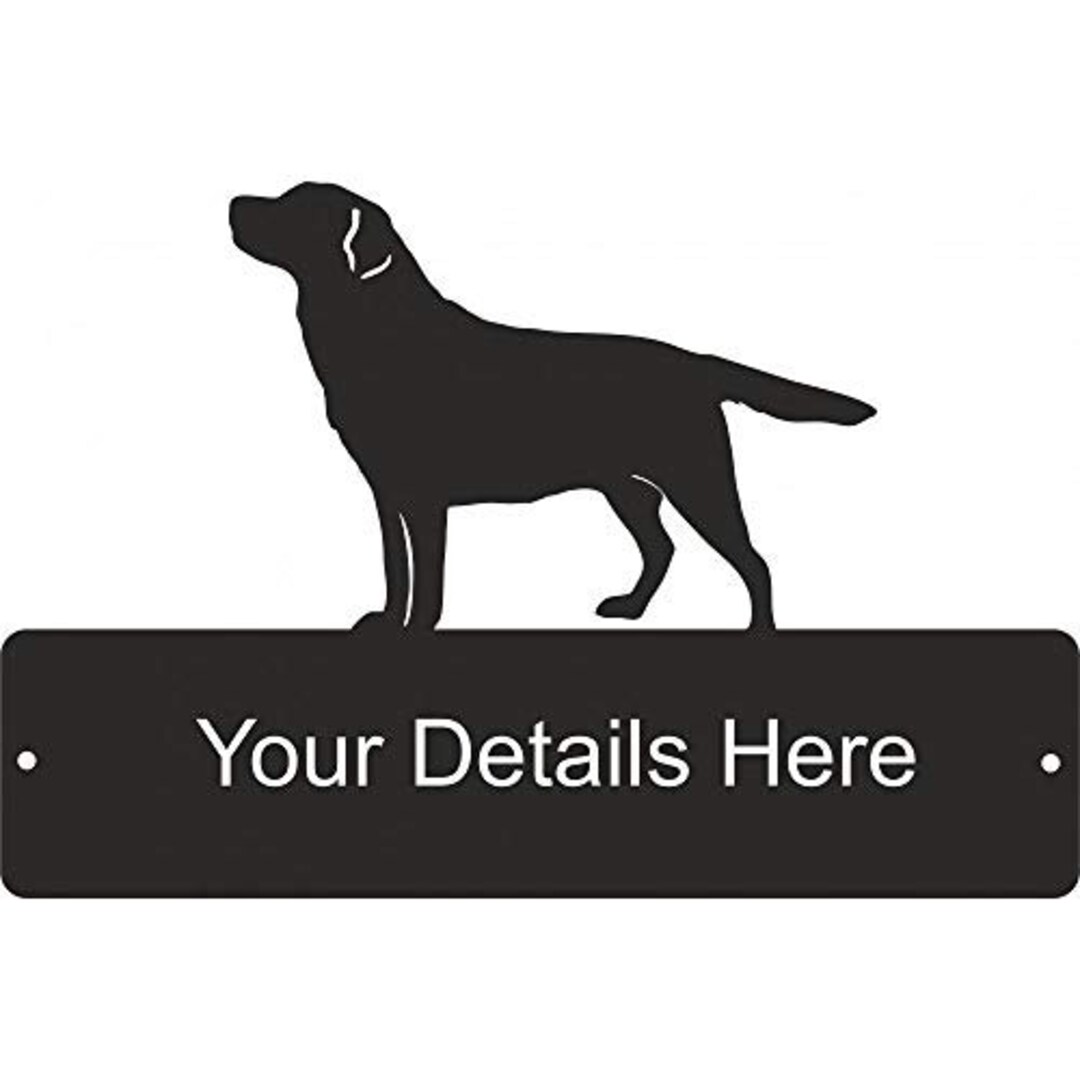 Labrador Rectangular Gate Plaque - Outdoor Garden Fence Sign Black ...