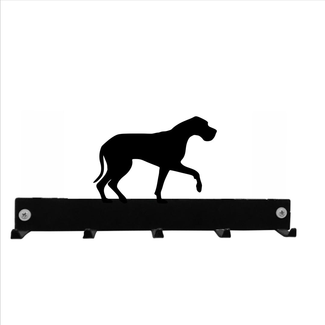 Great Dane Coat/key Hanger - Black Metal Wall Mounted Coat Hooks / Lead ...