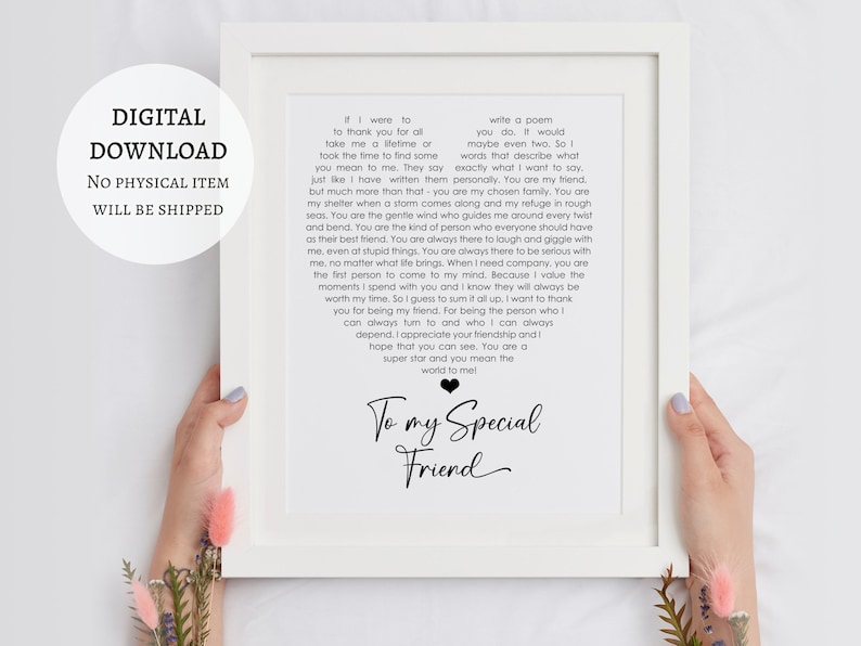 Printable Special Friend Poem Print (DIGITAL DOWNLOAD) - Etsy