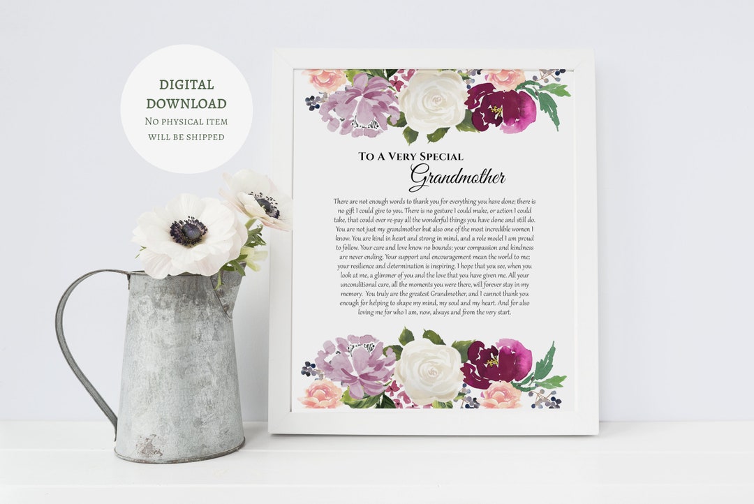 Printable Grandmother Poem - Letter to My Grandmother - Heartfelt ...