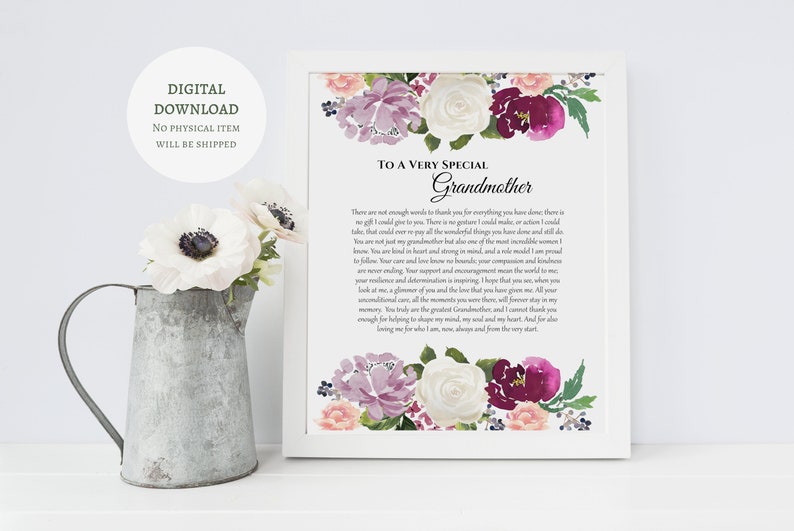 Printable Grandmother Poem - Letter to My Grandmother - Heartfelt ...