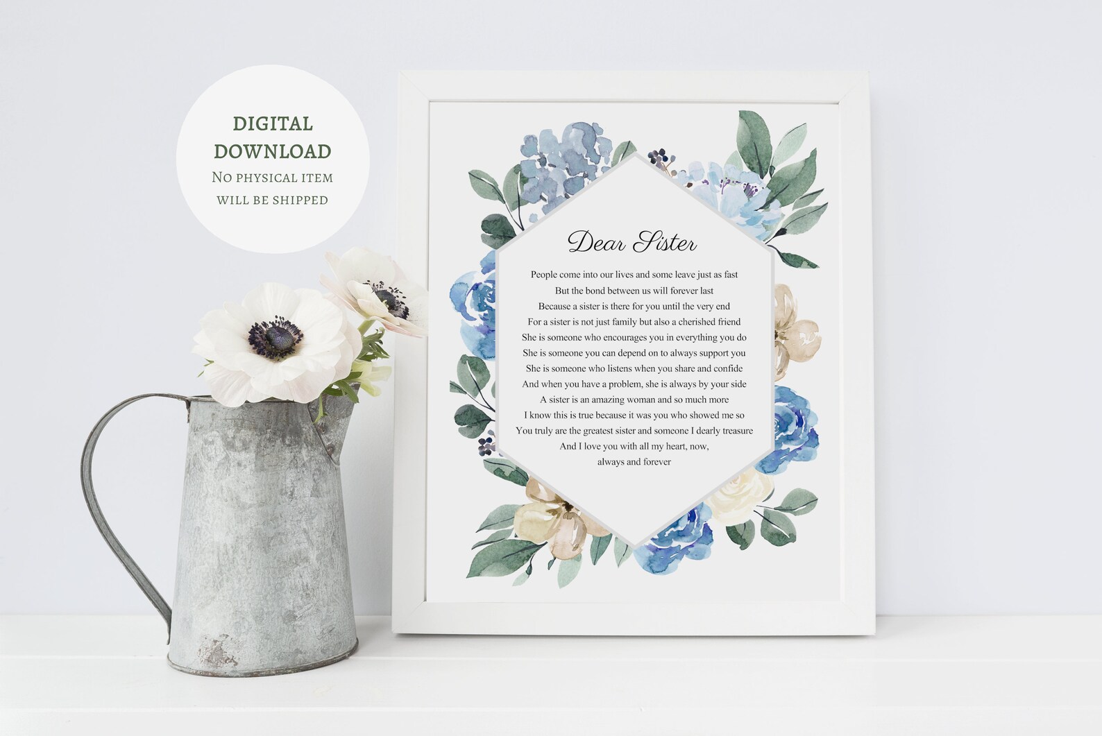 Printable Sister Print Sister Gift Dear Sister Letter - Etsy