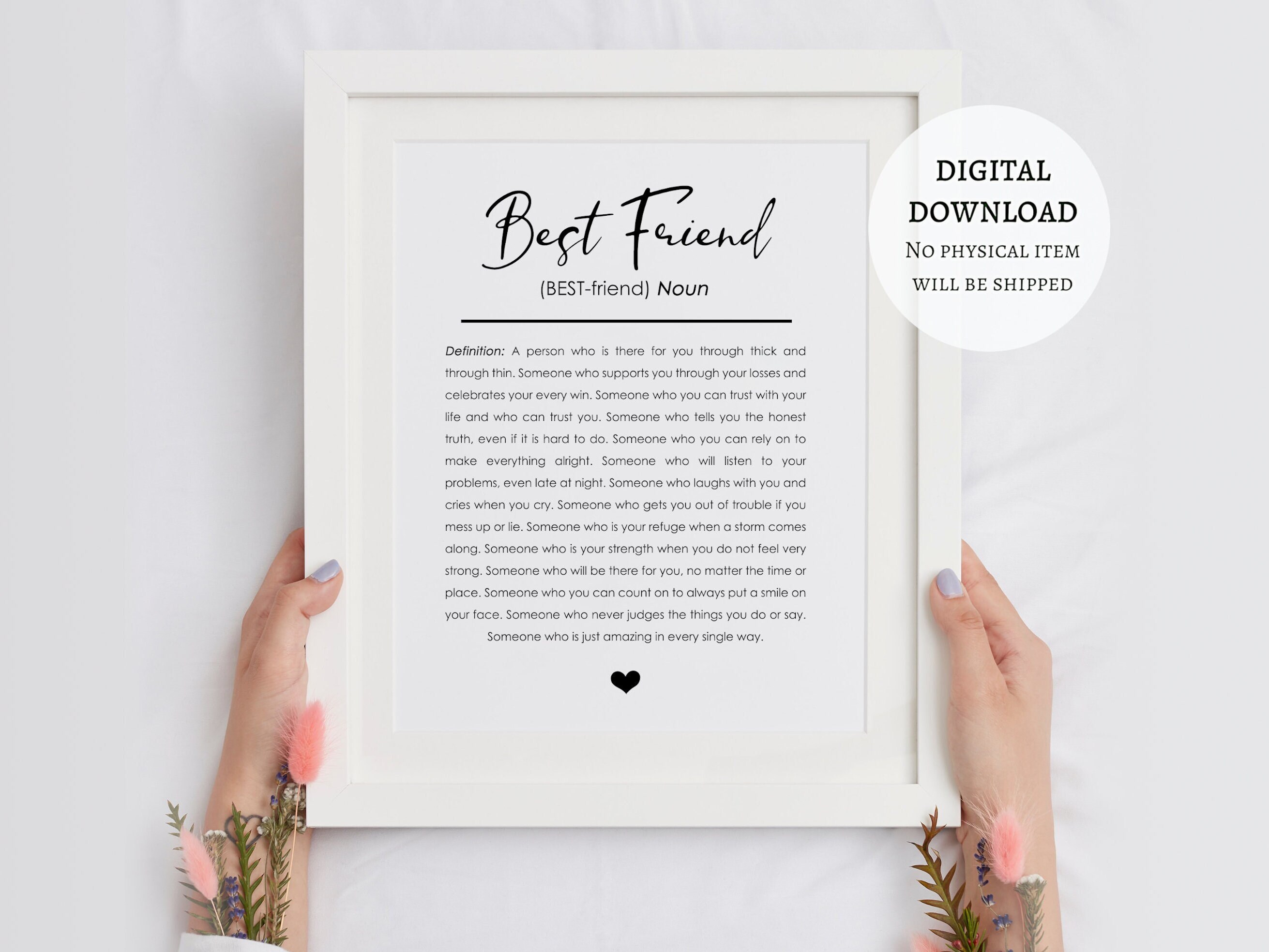 Printable Best Friend Poem Print Gift for Best Friend 8x10 DIGITAL ...