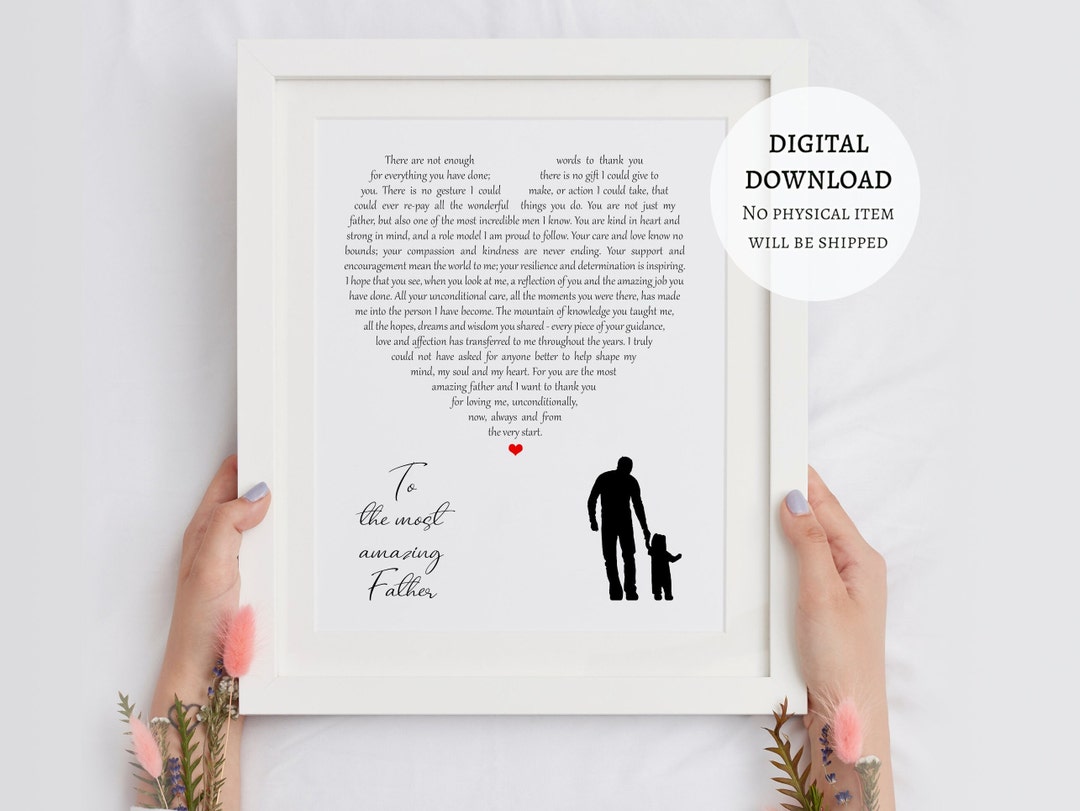 Printable Father Poem Print - Letter to Father - Heartfelt Father Gift ...