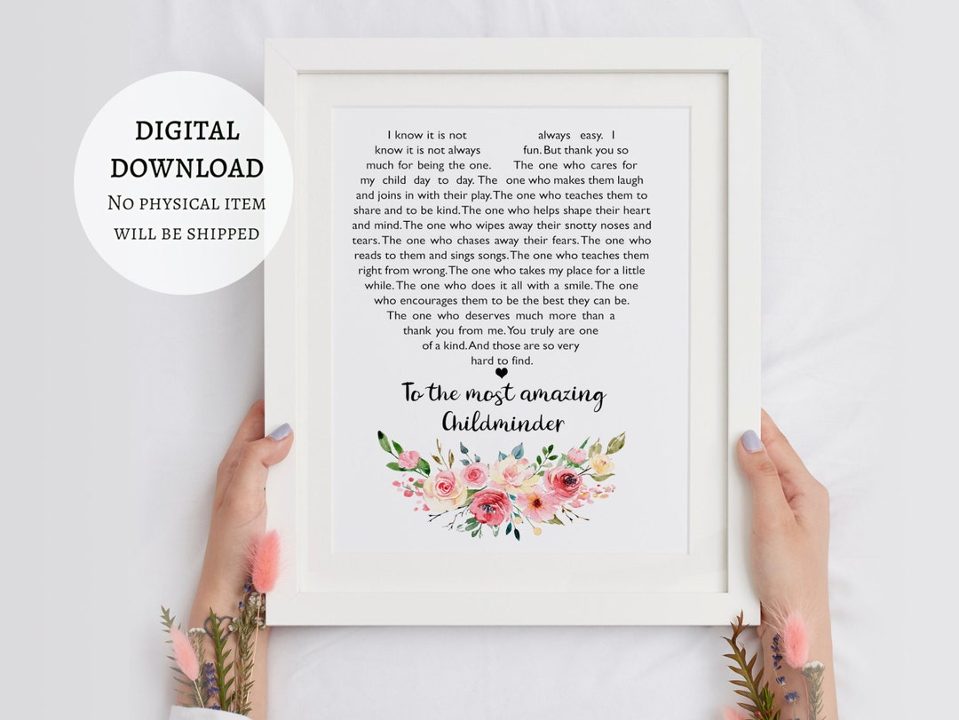 Printable Childminder Gift - End of Term Gift - Thank You Childminder ...