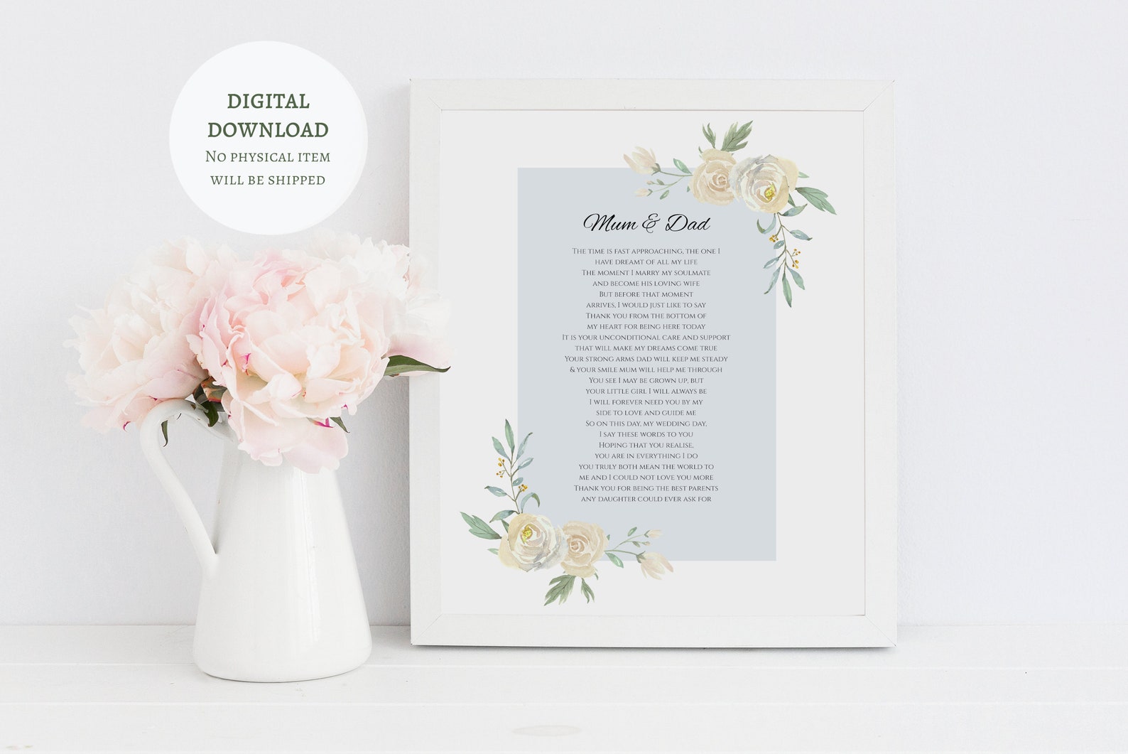 Printable Parents of the Bride Poem - Parents of the Bride Print ...