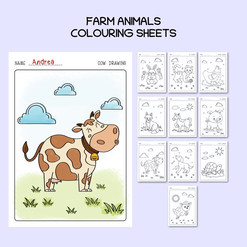 Farm Animal Coloring Pages for Kids, Farm Activity Sheet, Homeschool ...