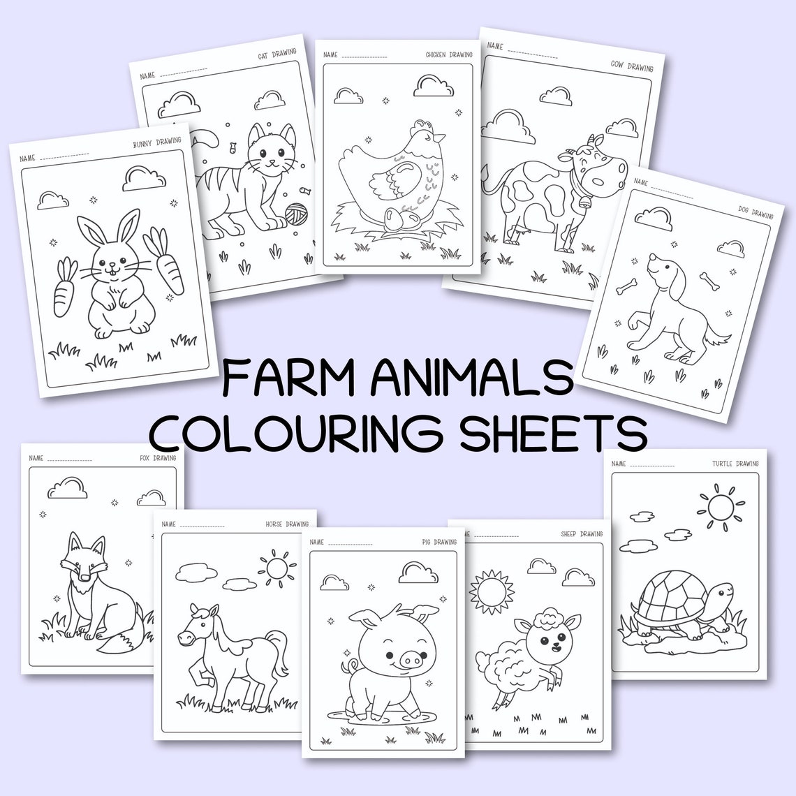 Farm Animal Coloring Pages for Kids, Farm Activity Sheet, Homeschool ...