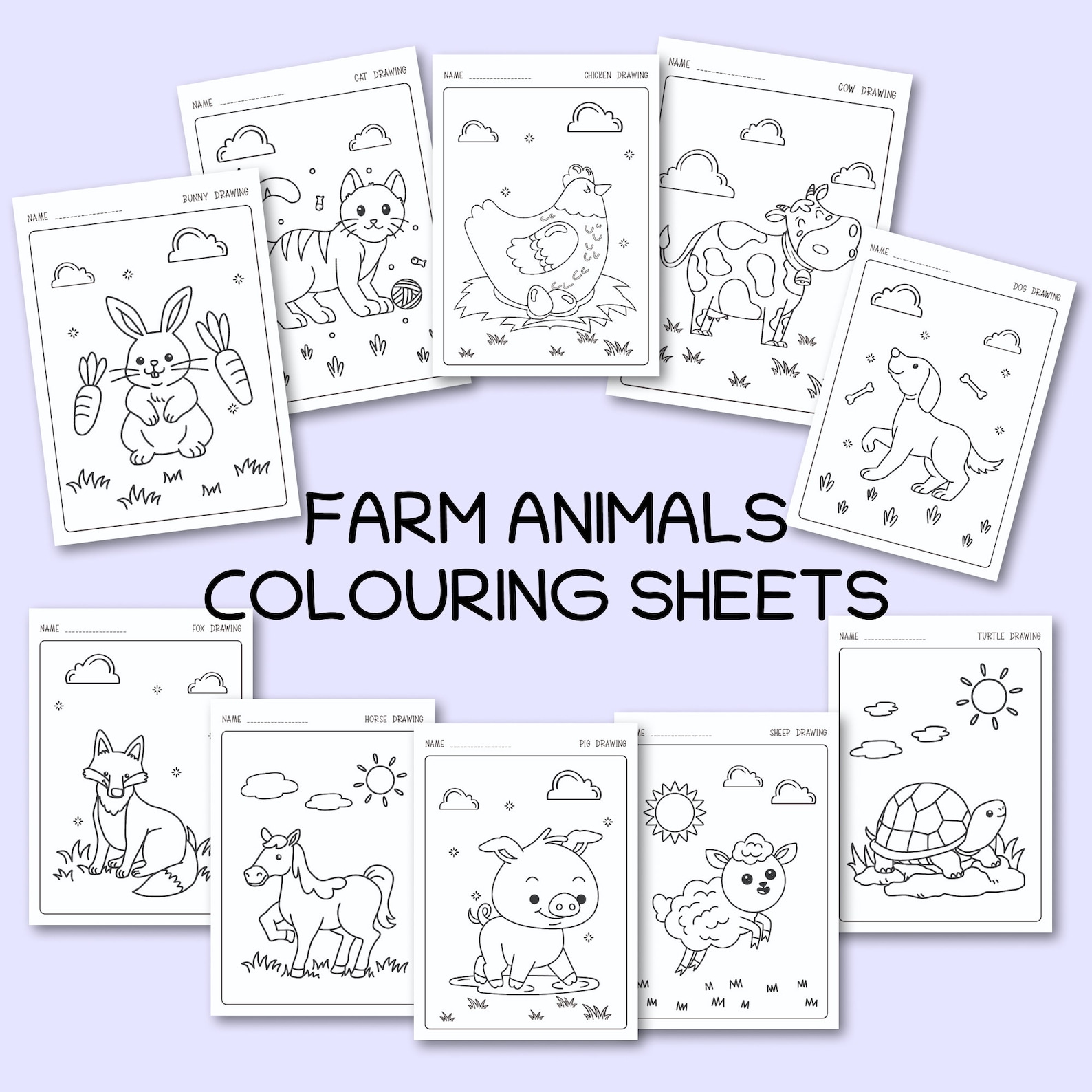 Farm Animal Coloring Pages for Kids, Farm Activity Sheet, Homeschool ...
