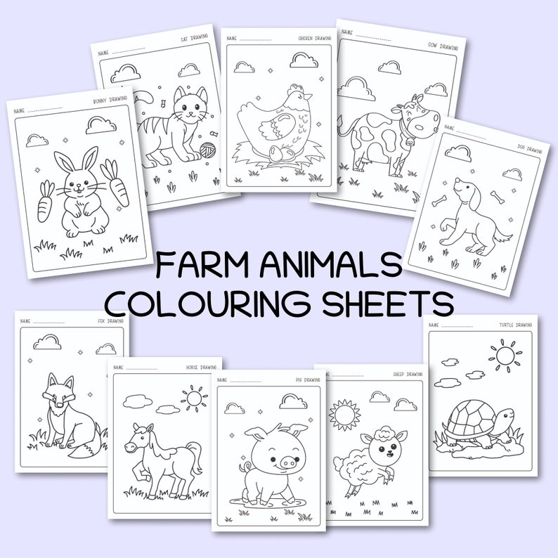 Farm Animal Coloring Pages for Kids, Farm Activity Sheet, Homeschool ...