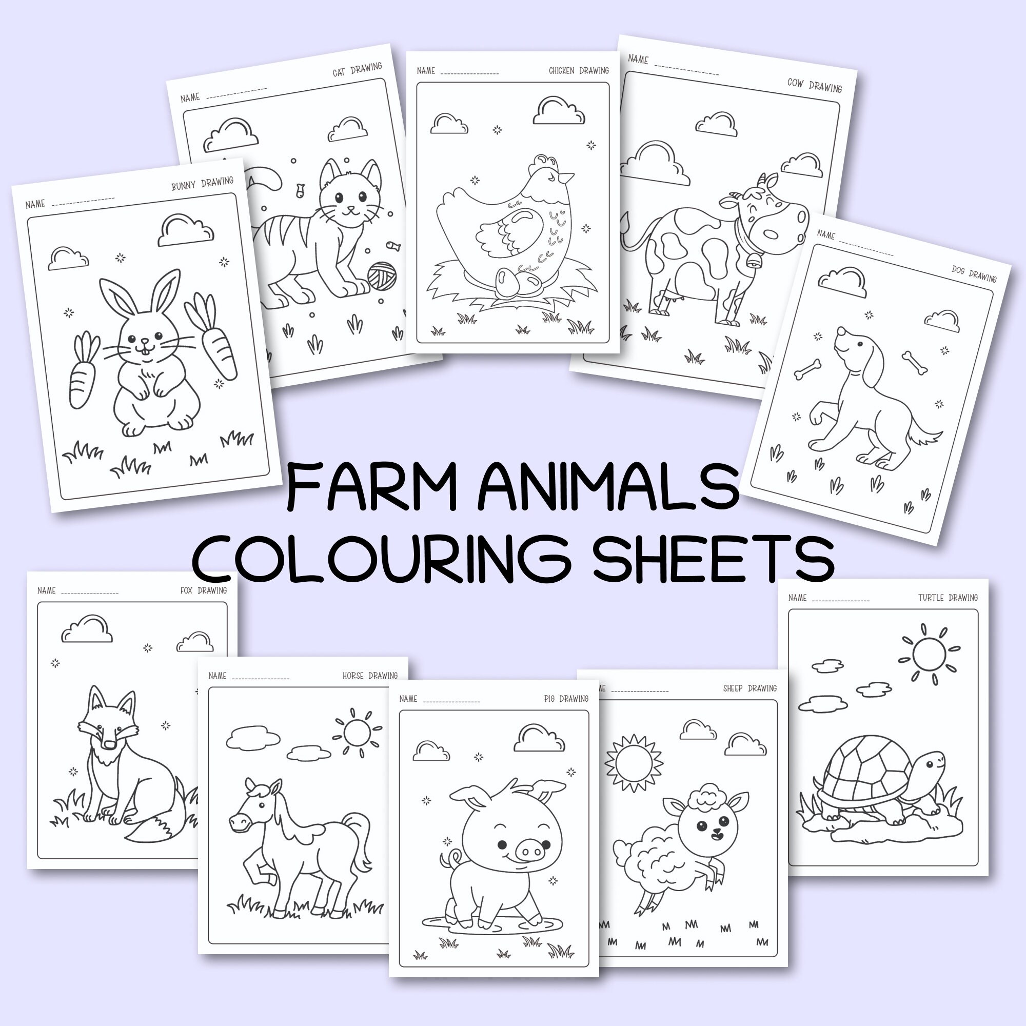 Farm Animal Coloring Pages for Kids, Farm Activity Sheet, Homeschool ...