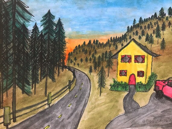 The Road Home Watercolor Illustration Print Matte Photo | Etsy