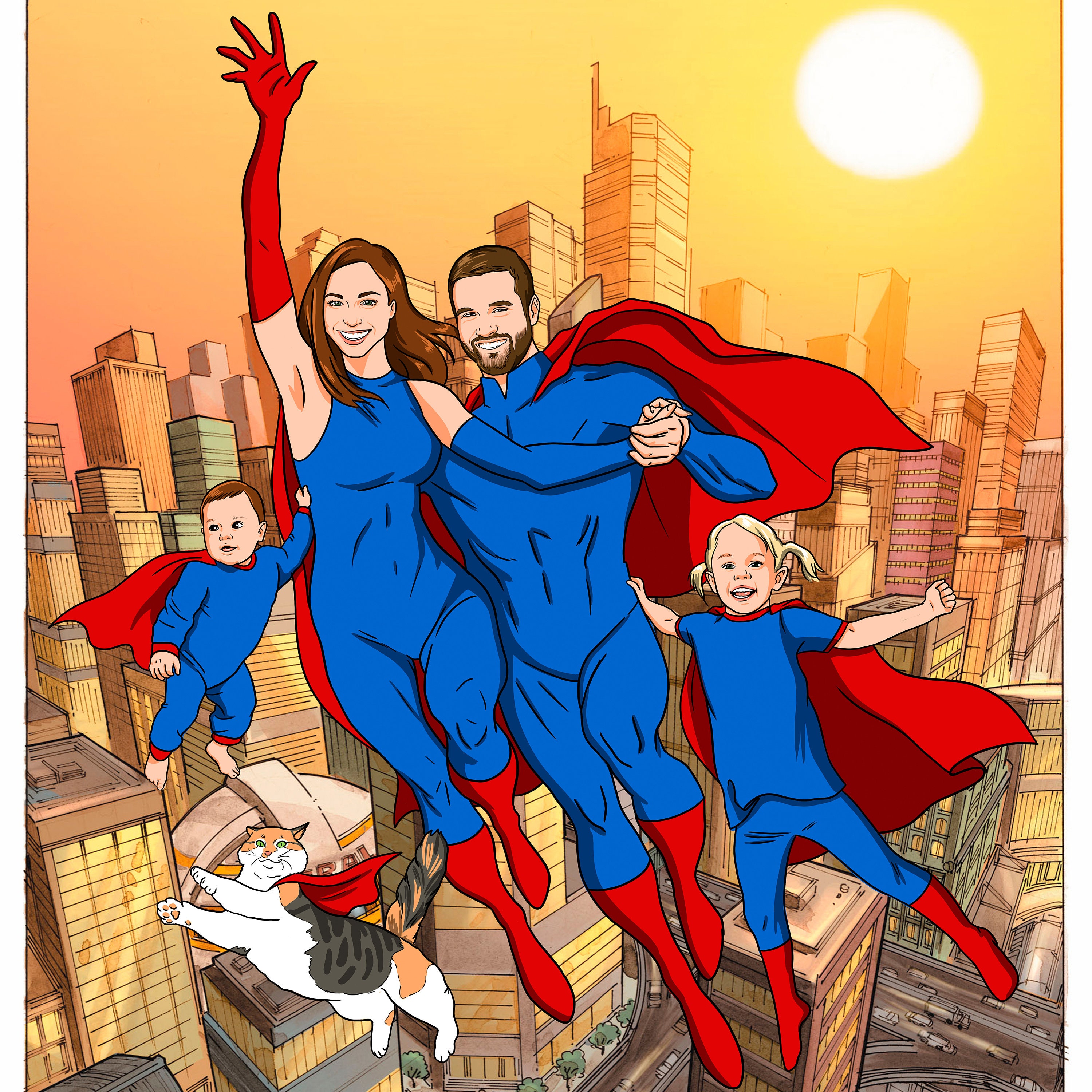 Superhero Family Cartoon