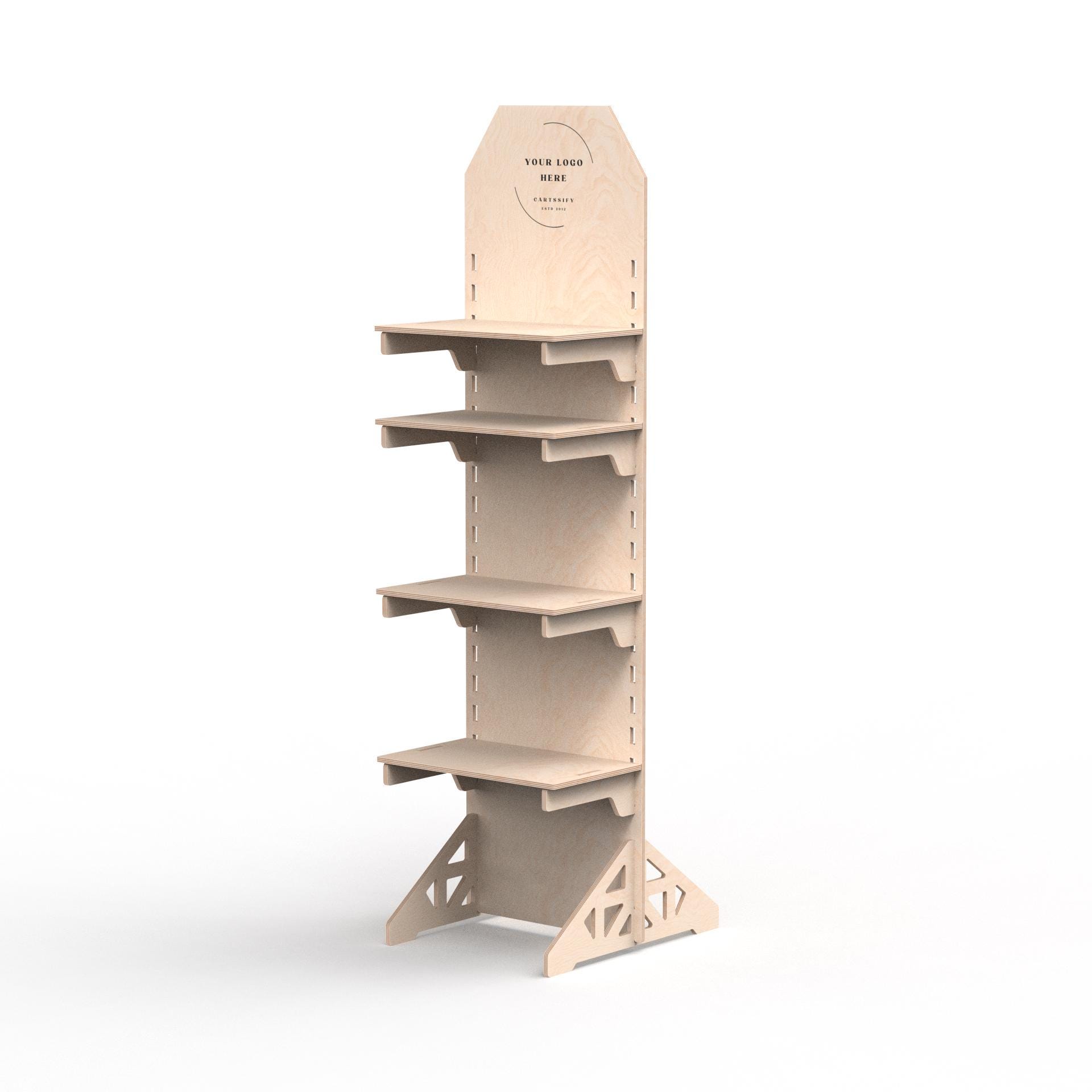 Adjustable Wooden Retail Display Stand With 4 Shelves Perfect for Books ...