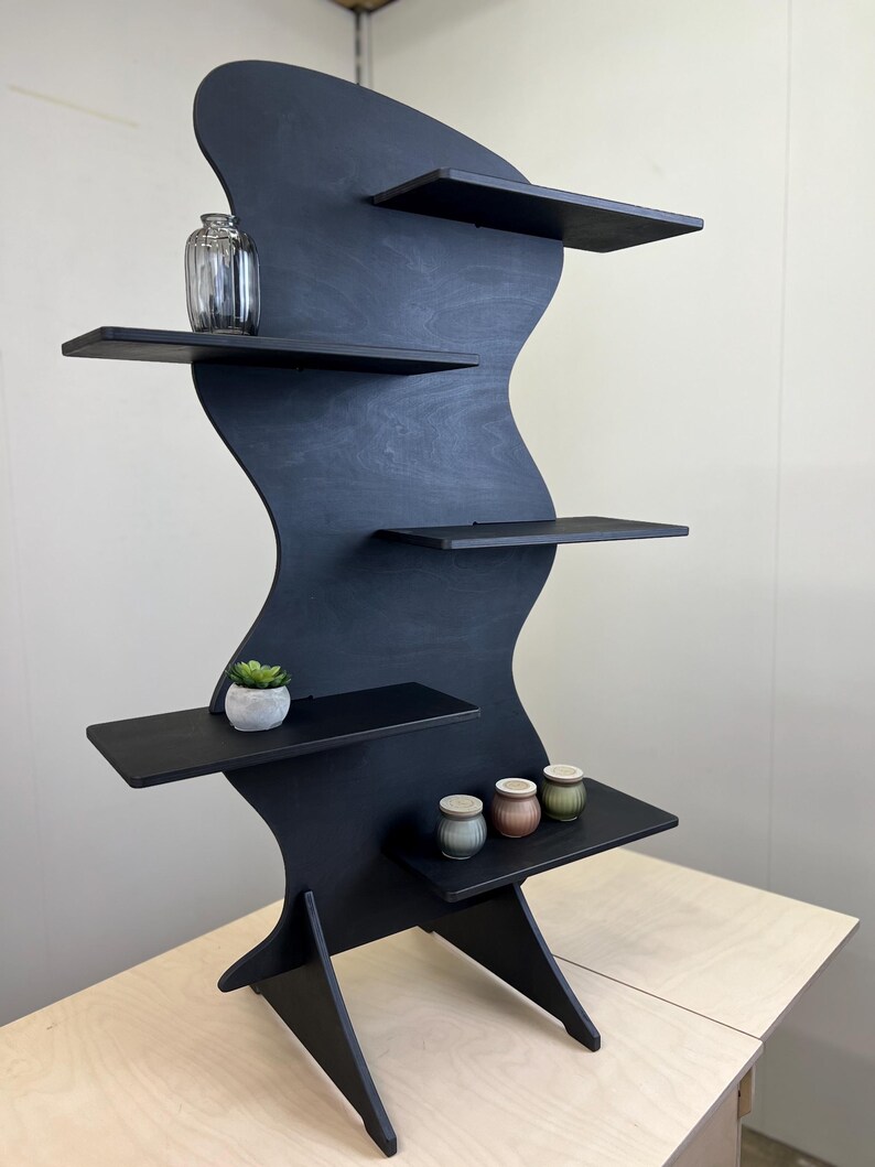 Large Wavy Birch Plywood Display Stand Black | Foldable & Customizable ...