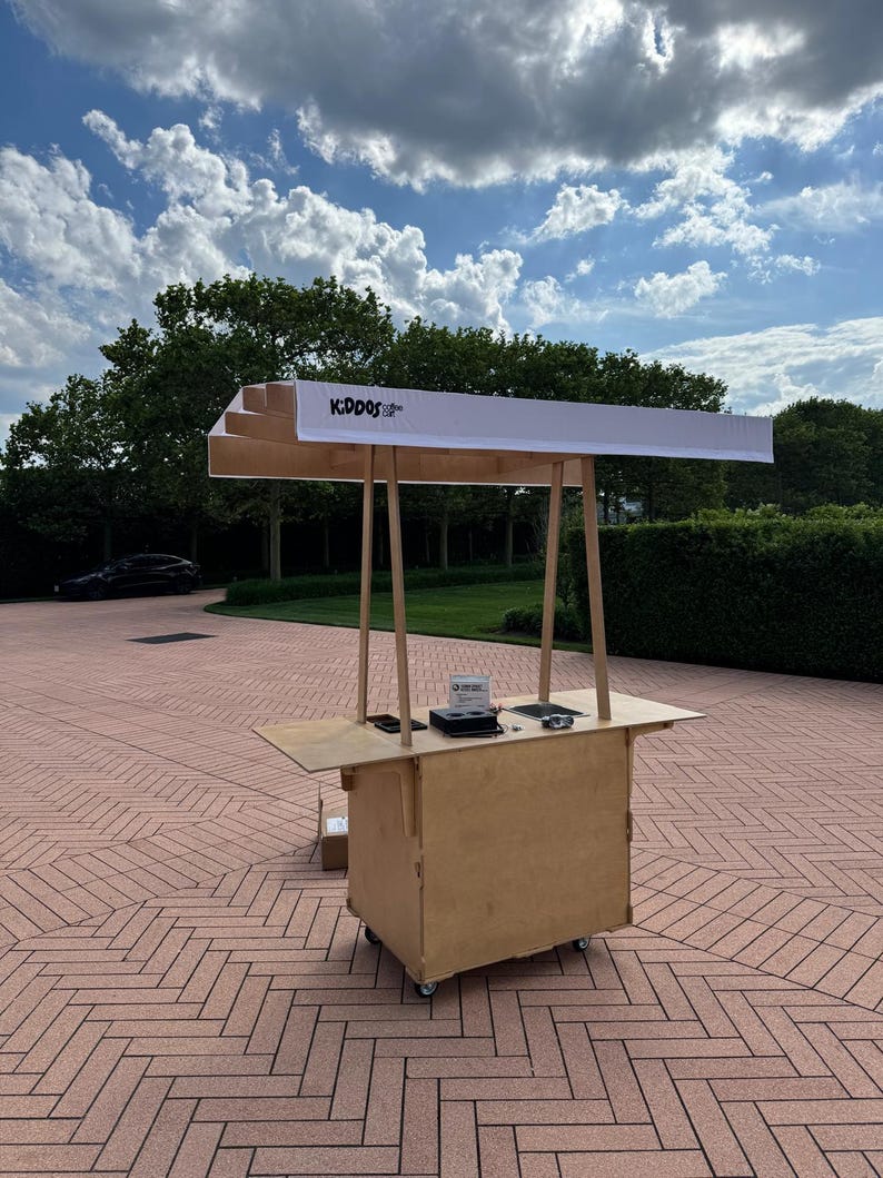Mobile Coffee Cart With Fabric Roof – Portable Barista Stand With Sun ...