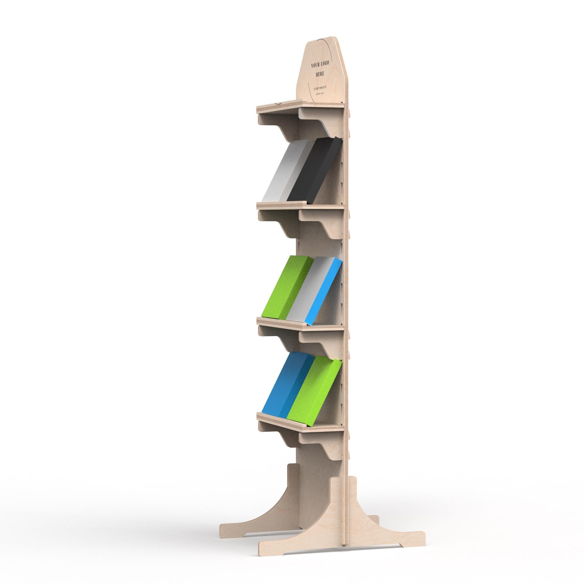 Adjustable Wooden Retail Display Stand With 4 Shelves Perfect for Books ...