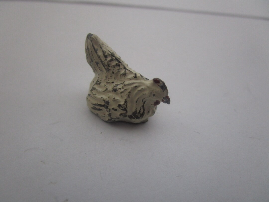 Antique Cast Metal Nesting Chicken Miniature Figure Original Paint - Etsy