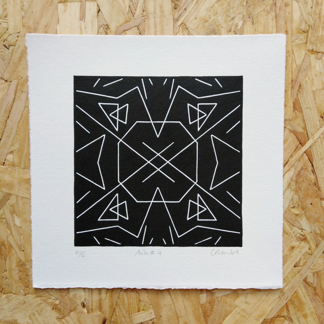 Linocut Tile 90s/ Linoprint - Early 90s Vibe Tile - Etsy
