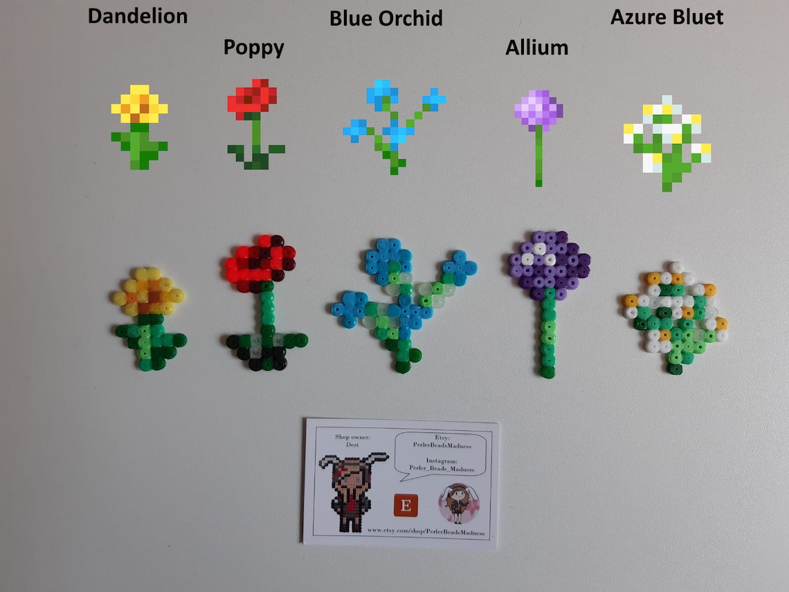 Minecraft Blumen: Pusteblume Mohnblume Blaue Orchidee | Etsy