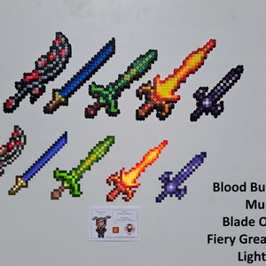 Terraria Swords Perler Beads Art, Handmade Pixel Art, Magnet, Accessory ...