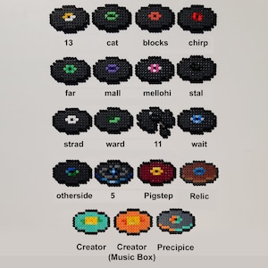 Minecraft Music Discs Perler Beads Art, Handmade Pixel Art, Magnet ...