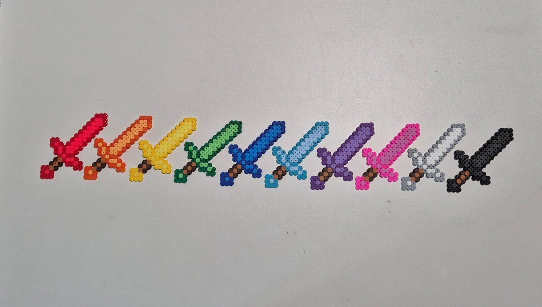Minecraft Swords Perler Beads Art, Handmade Pixel Art, Magnet ...