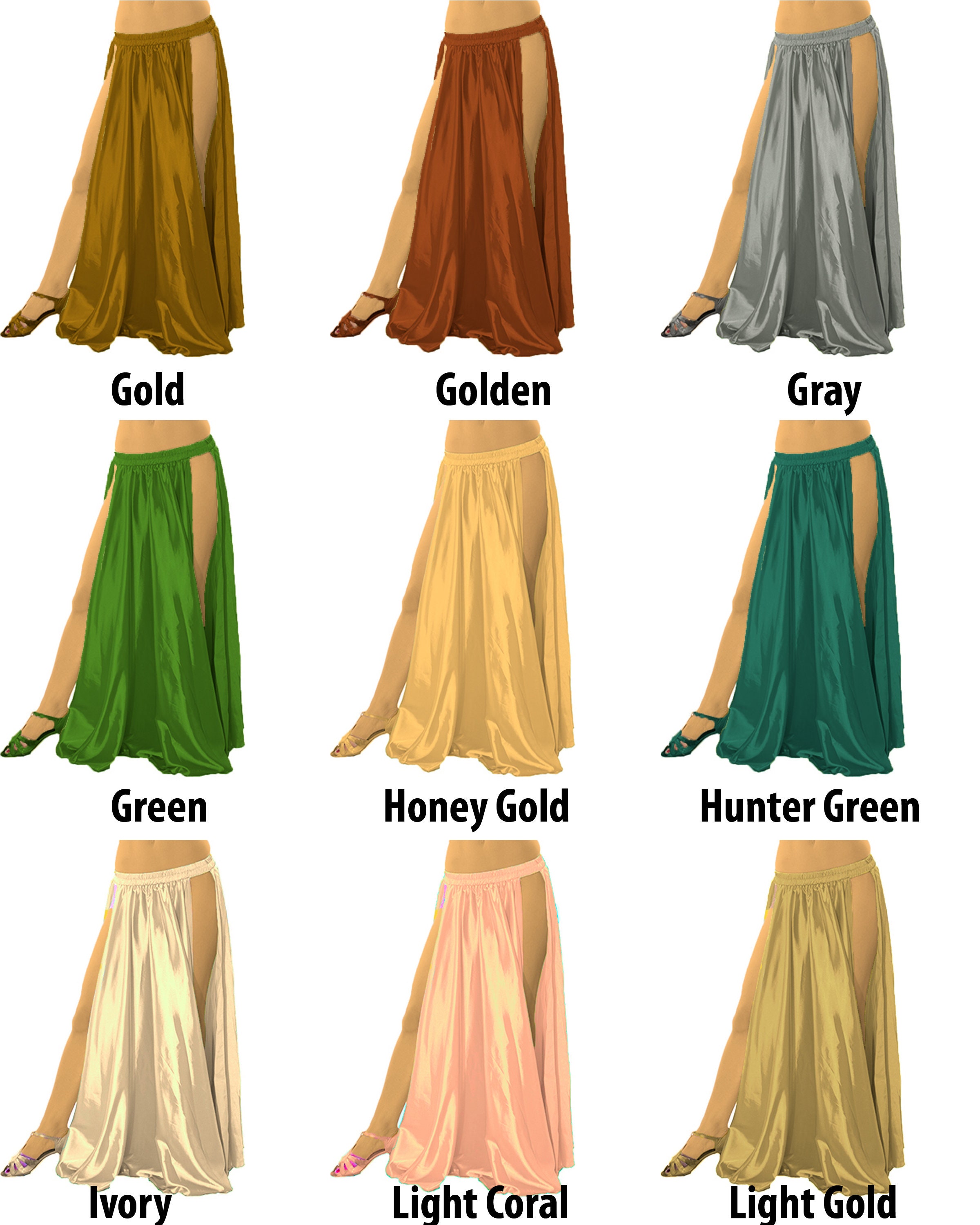 Belly Dance Side cut skirt Women's High slit skirt Satin | Etsy